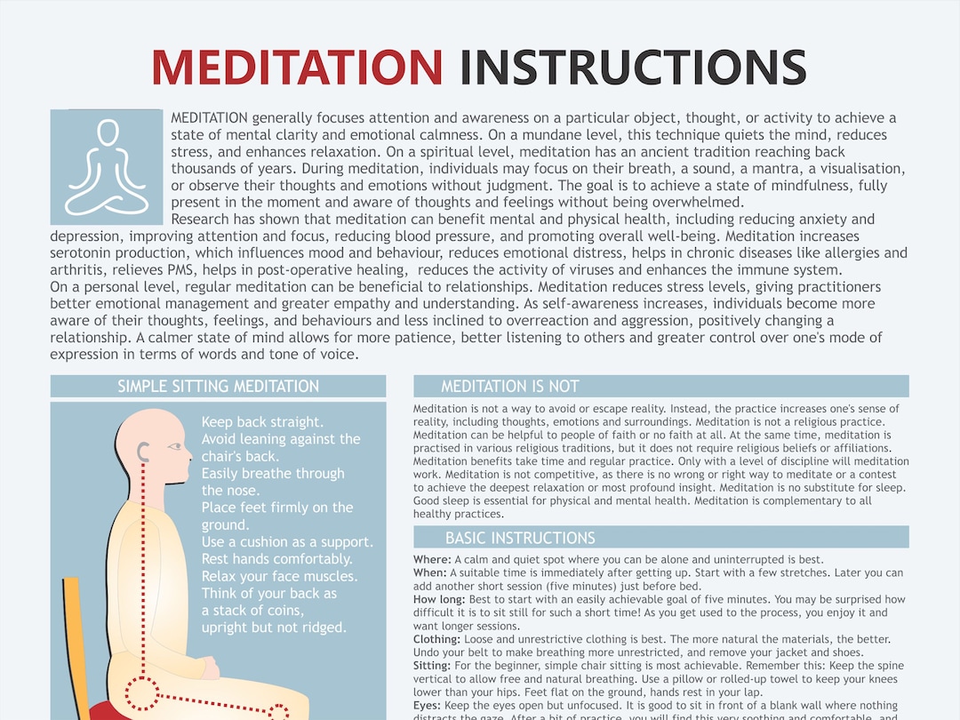 Meditation Chart Digital Download PDF - Etsy