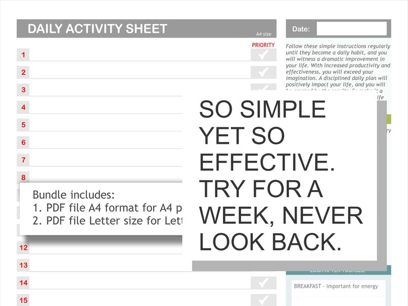 Daily Activity Plan Digital Download PDF Daily Activity - Etsy