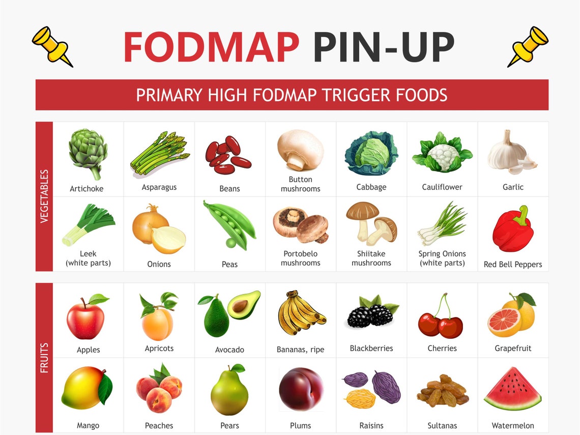 FODMAP Foods Visual Chart, High Fodmap Food Pin-up Chart, Digital Download, Irritable Bowel ...