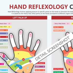 Hand Reflexology Chart, Digital Download PDF, Reflexology Chart ...