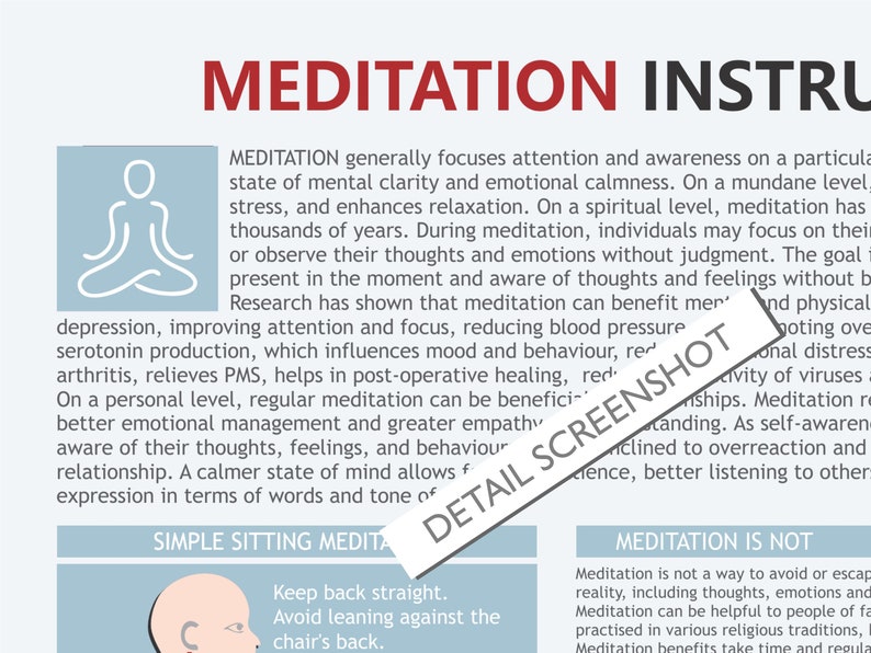 Meditation Chart Digital Download PDF - Etsy