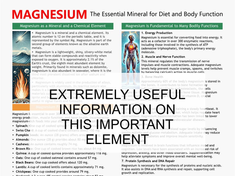 Magnesium Health Benefits Chart – Comprehensive Nutritional Overview ...