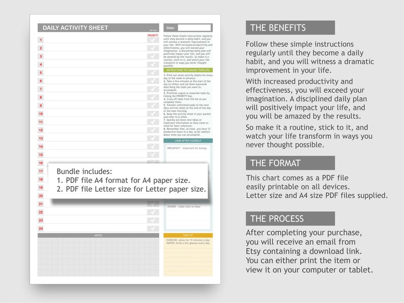 Daily Activity Plan Digital Download PDF Daily Activity - Etsy