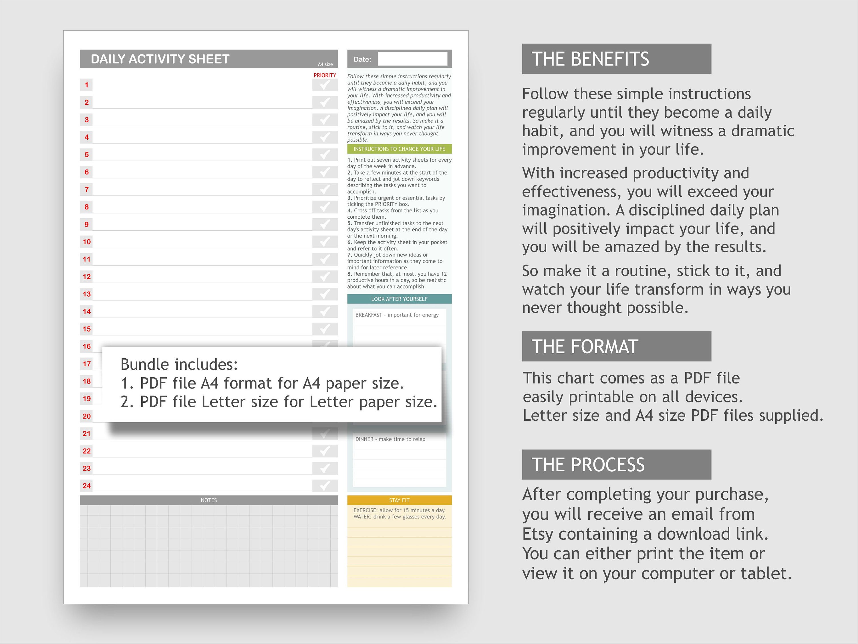 Daily Activity Plan Digital Download PDF Daily Activity - Etsy