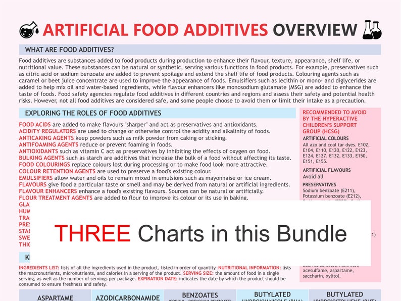 Food Additives Chart, Digital Download PDF, Dangerous Additives ...