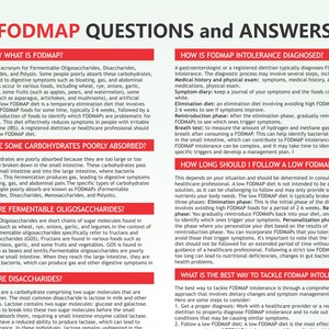FODMAP Diet Info Chart, Digital Download PDF, FODMAP Foods, Irritable Bowel Syn, Less ...