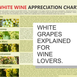 White Wine Chart, Digital Download PDF, Wine Lover Gift, Wine Label ...