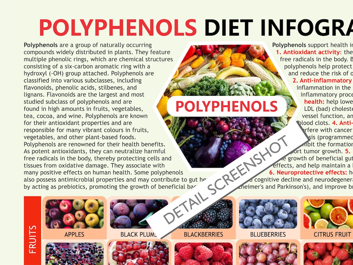 Polyphenol Food Chart, Digital Download PDF, Polyphenol Sources ...