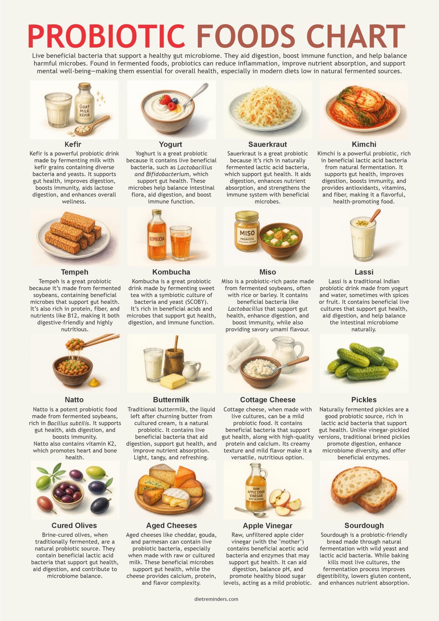 Probiotic Foods Chart: Gut Health Guide (A4 PDF Digital Download) - Etsy