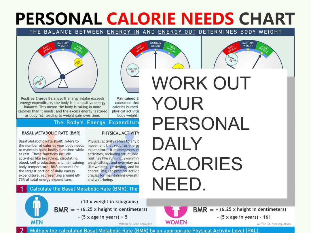 Personal Calorie Needs Chart: Weight Loss Planner (PDF) - Etsy