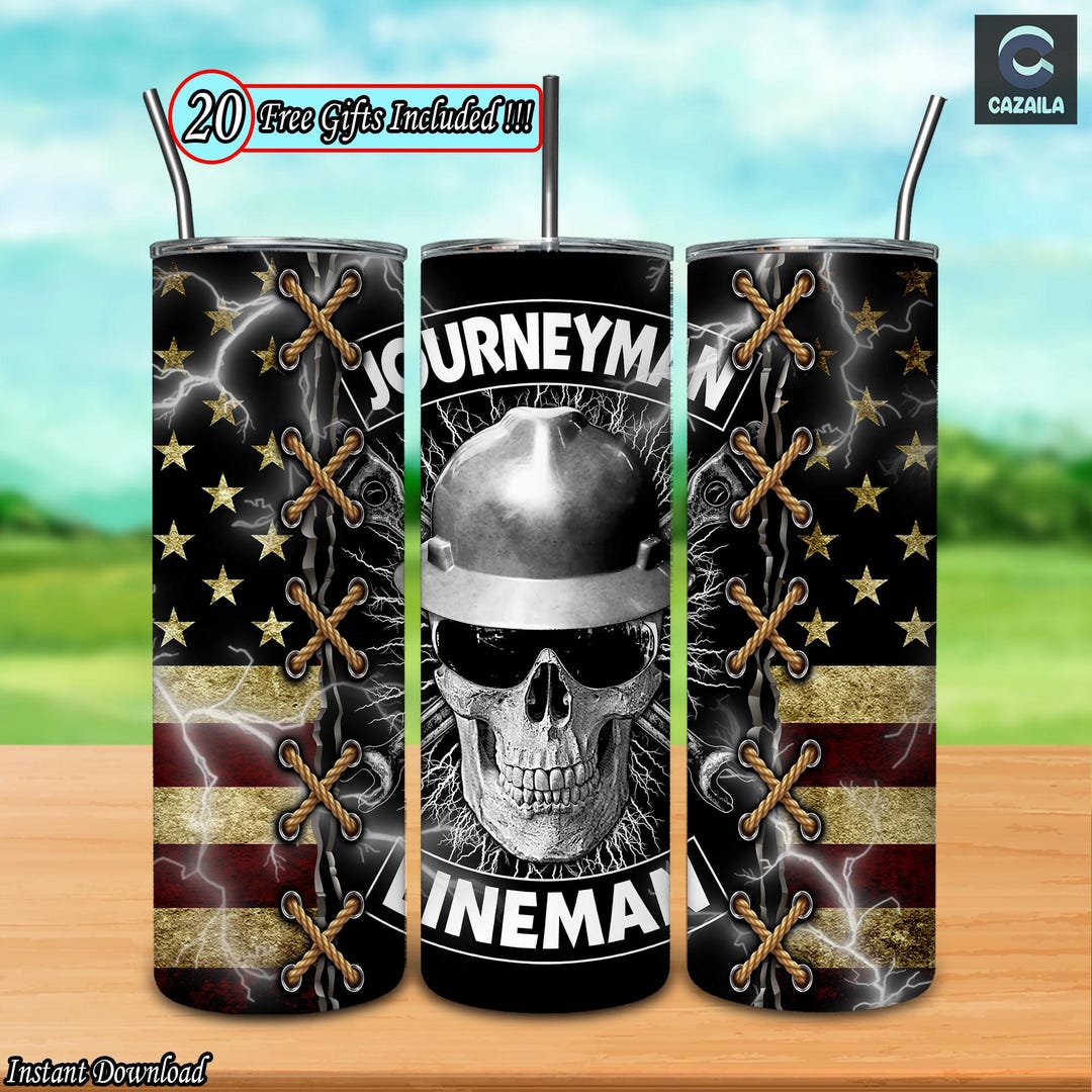 Journeyman Lineman Png, Lineman 20 Oz Skinny Tumbler Sublimation Design Png, Tumbler Straight ...