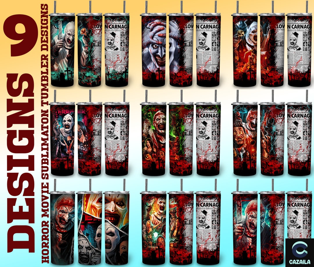 Horror Characters Bundle 20oz Skinny Tumbler Sublimation Designs ...