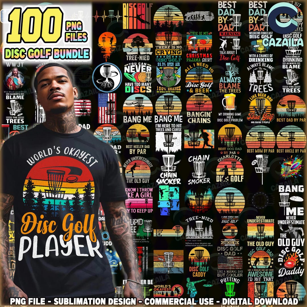 100 Files Disc Golf PNG Bundle, Funny Frisbee Shirt Designs, Disc Golf ...