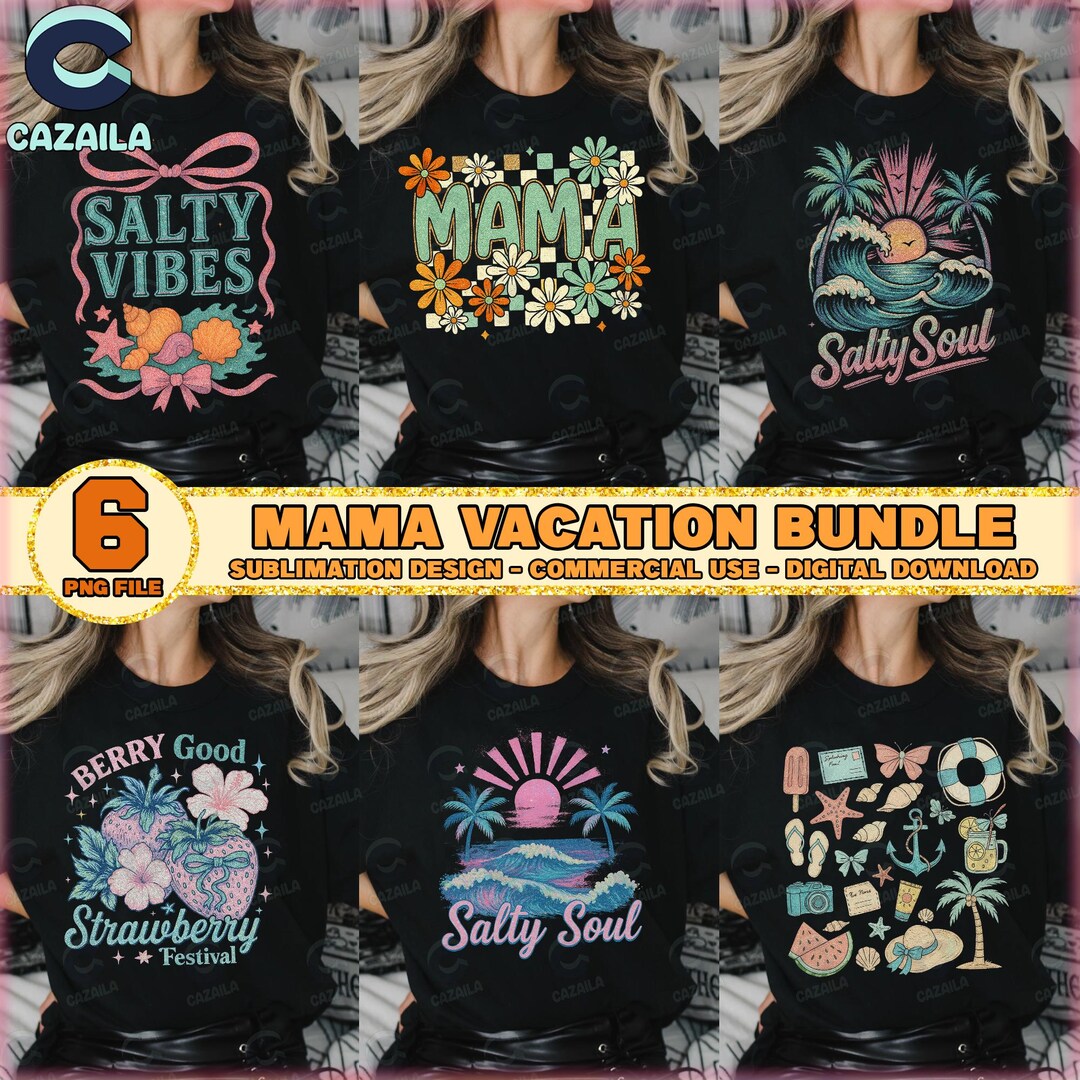 Mama Vacation PNG Bundle, Hello Summer Png, Mama Summer, Salty Vibes ...