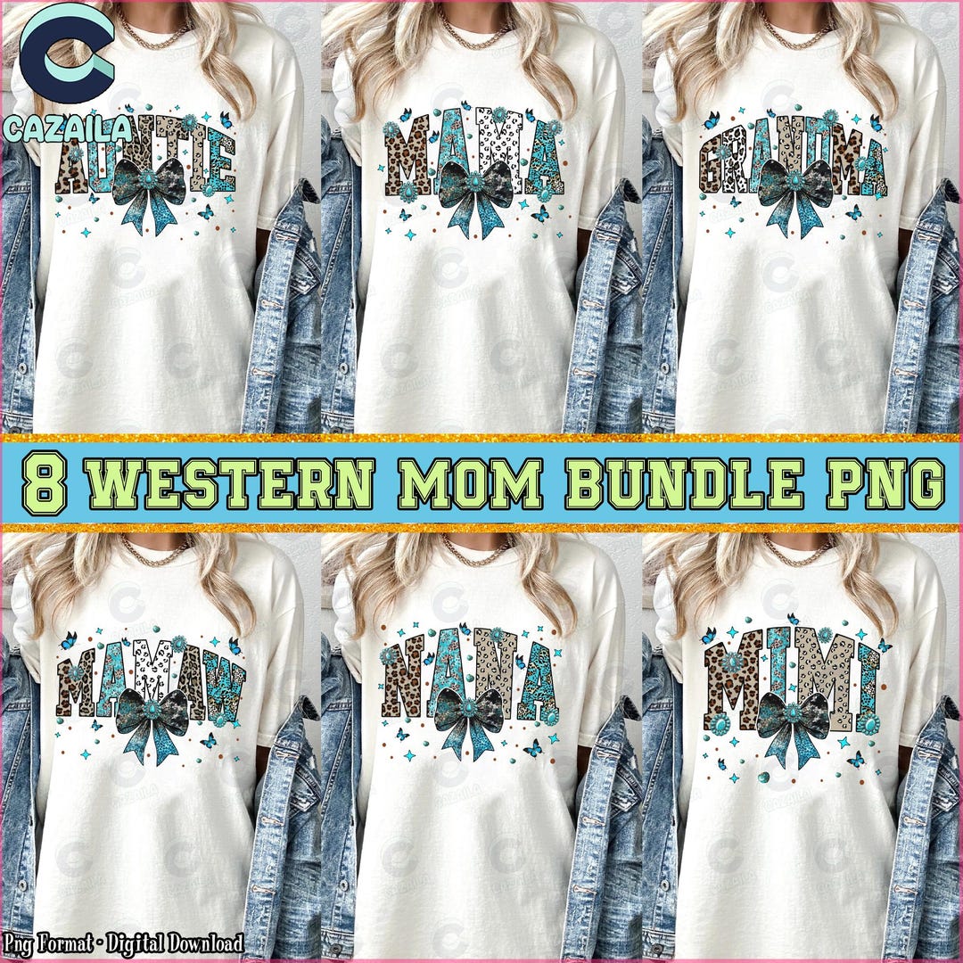 8 Designs Western Mom Png Bundle, Retro Western Mom Png, Leopard Print ...