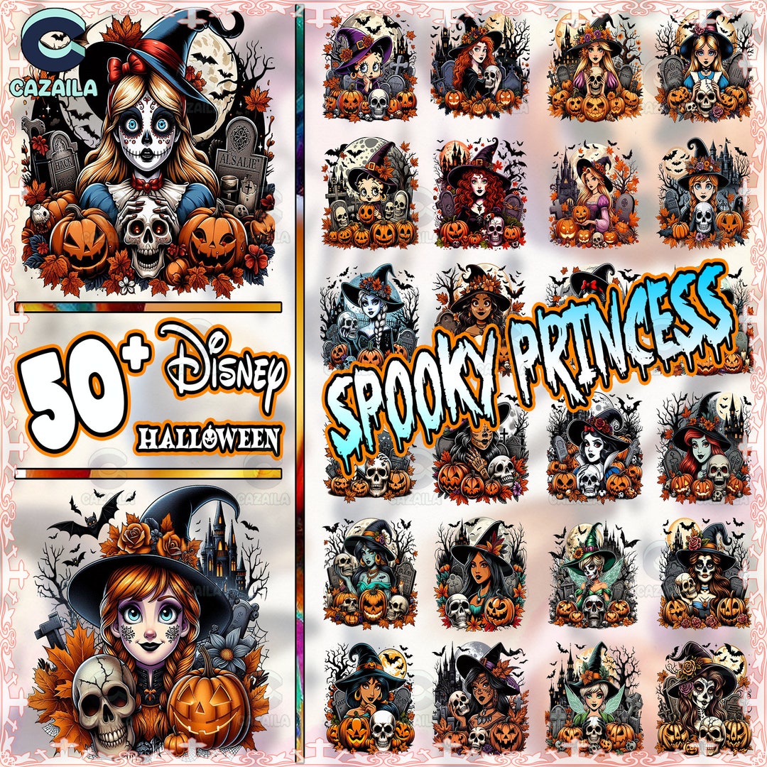52 Designs Spooky Princess Png Bundle, Halloween Png Bundle, Halloween ...