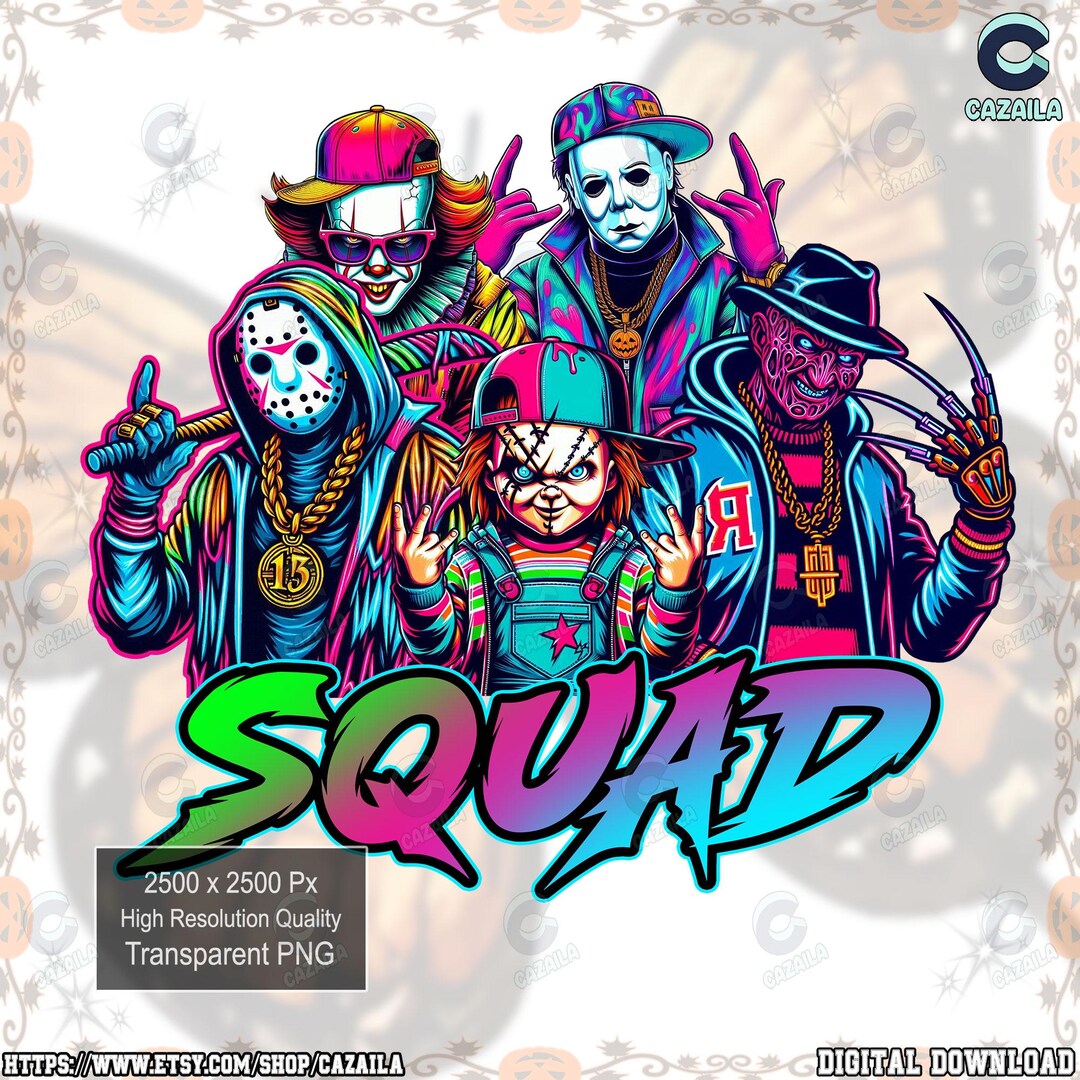 Horror Squad Png, Killer Characters & Friends Png, Horror Shirt ...