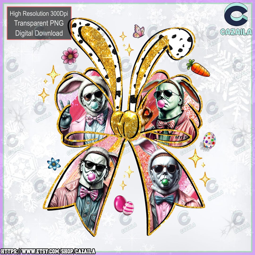 Colorful Glitter Easter Horror Bow Png, Horror Character, Horror Easter ...