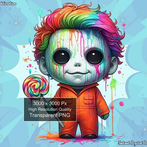 7 Designs Horror Character Png Bundle, Horror Colorful Png Bundle, Cute ...