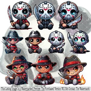 35 Designs Cute Horror Characters Png, Horror Png Bundle, Horror Chibi ...