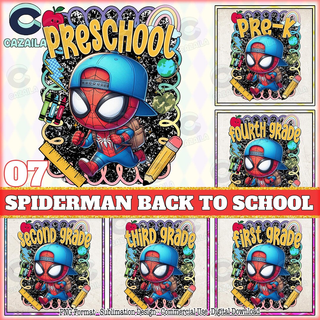 7 Cute Superhero Back to School PNG Bundle, First Day of School Png ...