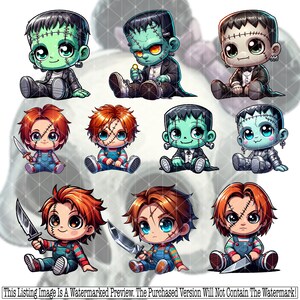 35 Designs Cute Horror Characters Png, Horror Png Bundle, Horror Chibi ...