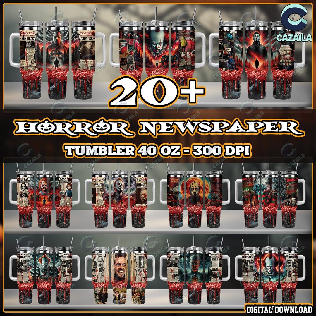 23 Horror Newspaper 40oz Quencher Tumbler Sublimation Design Png, 40oz ...