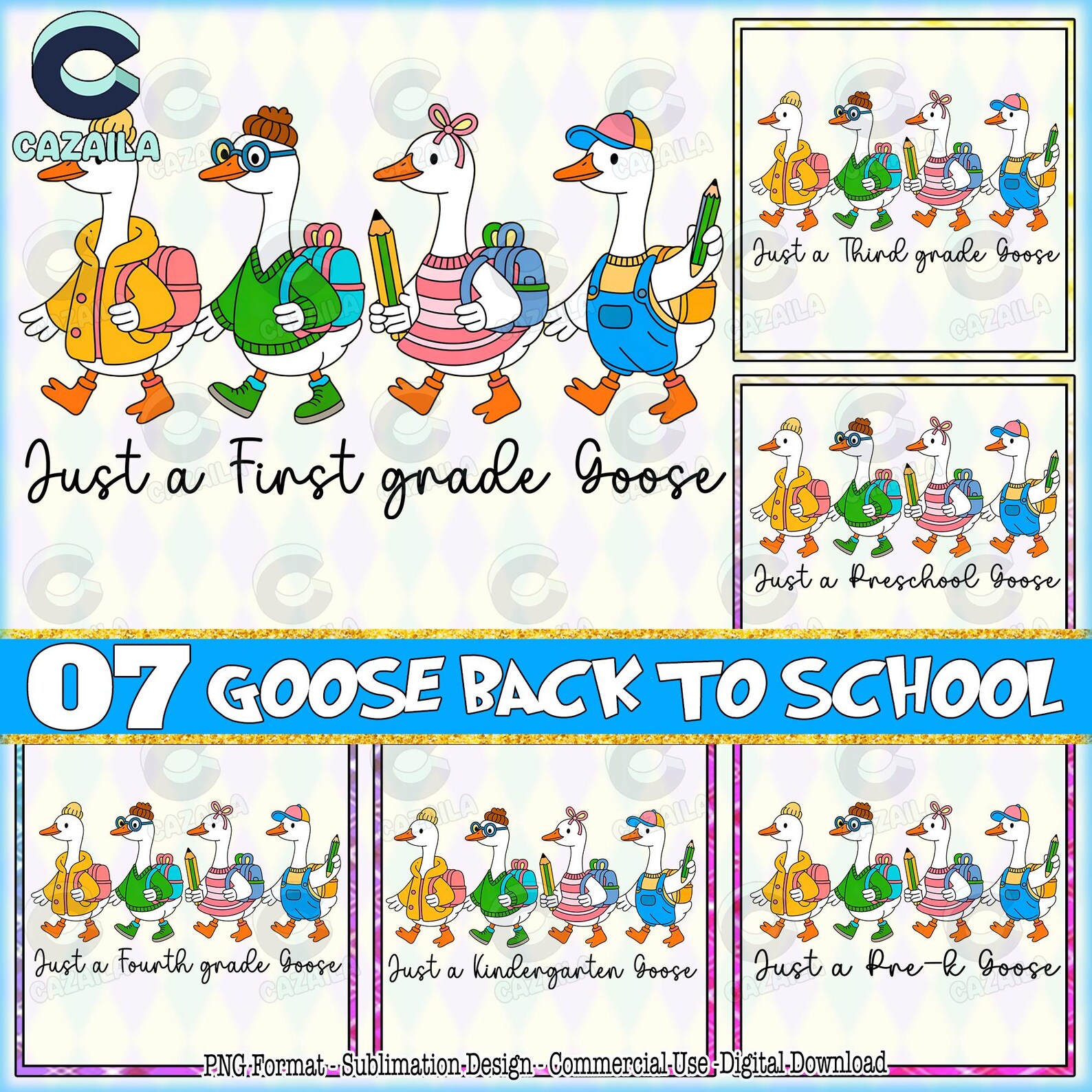 Goose Back to School PNG Bundle, Funny Goose Clipart, Teacher School ...