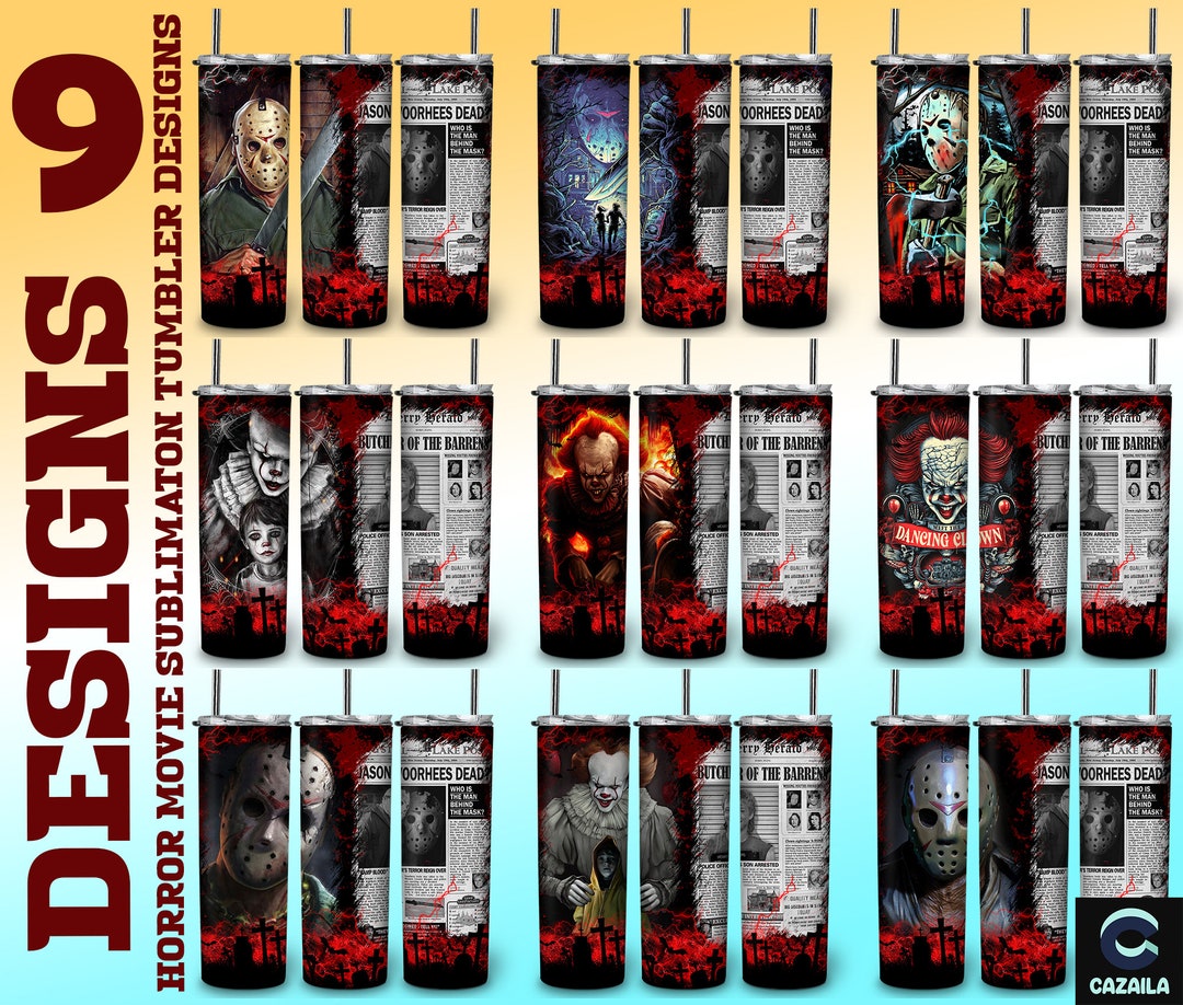Horror Characters Bundle 20oz Skinny Tumbler Sublimation Designs ...