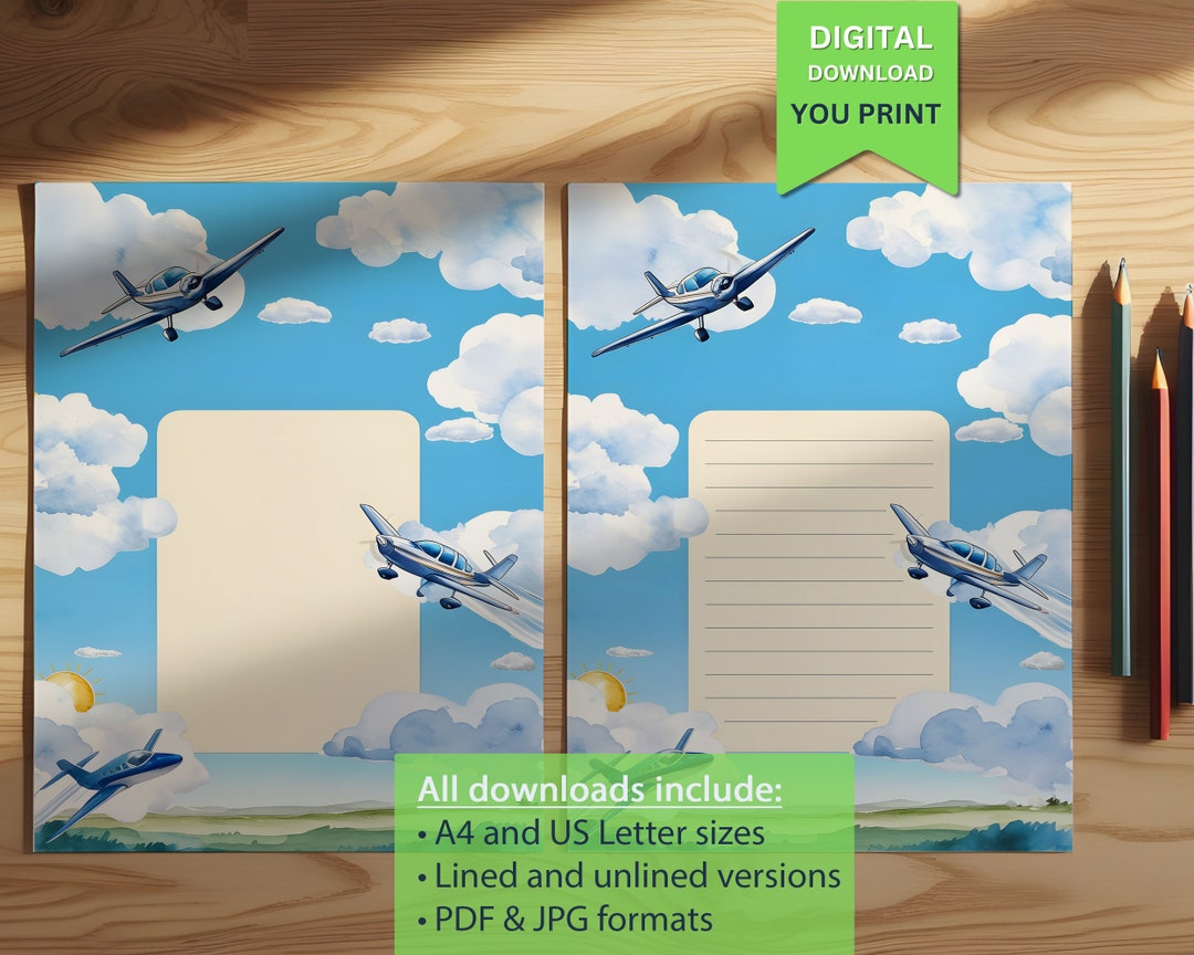 Colorful Airplane Themed Writing Set for Kids Fun Sky Stationery, Cute ...