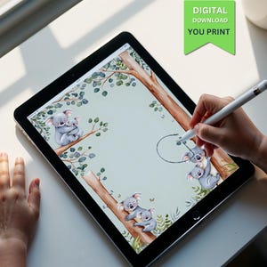 Printable Koala-themed Lined Writing Paper for Kids | Cute Animal ...