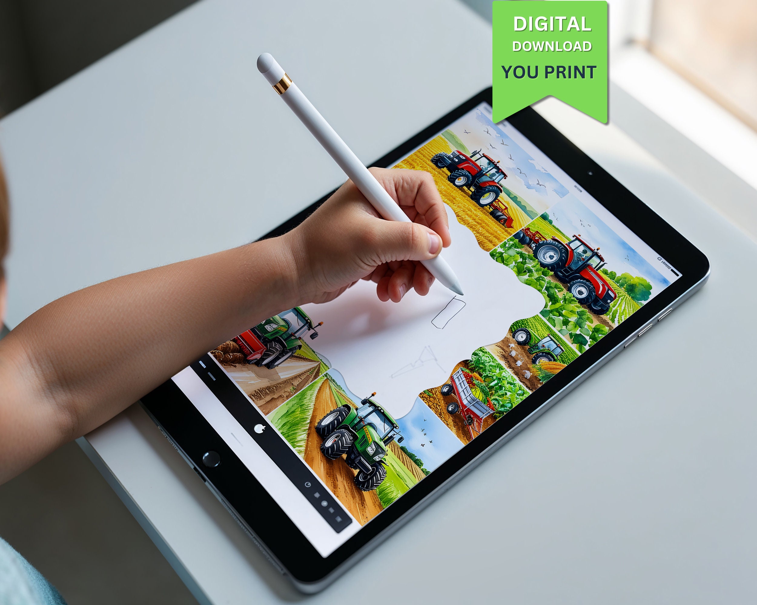 Tractor Writing Paper for Kids: Farm Life Stationery (digital Download ...