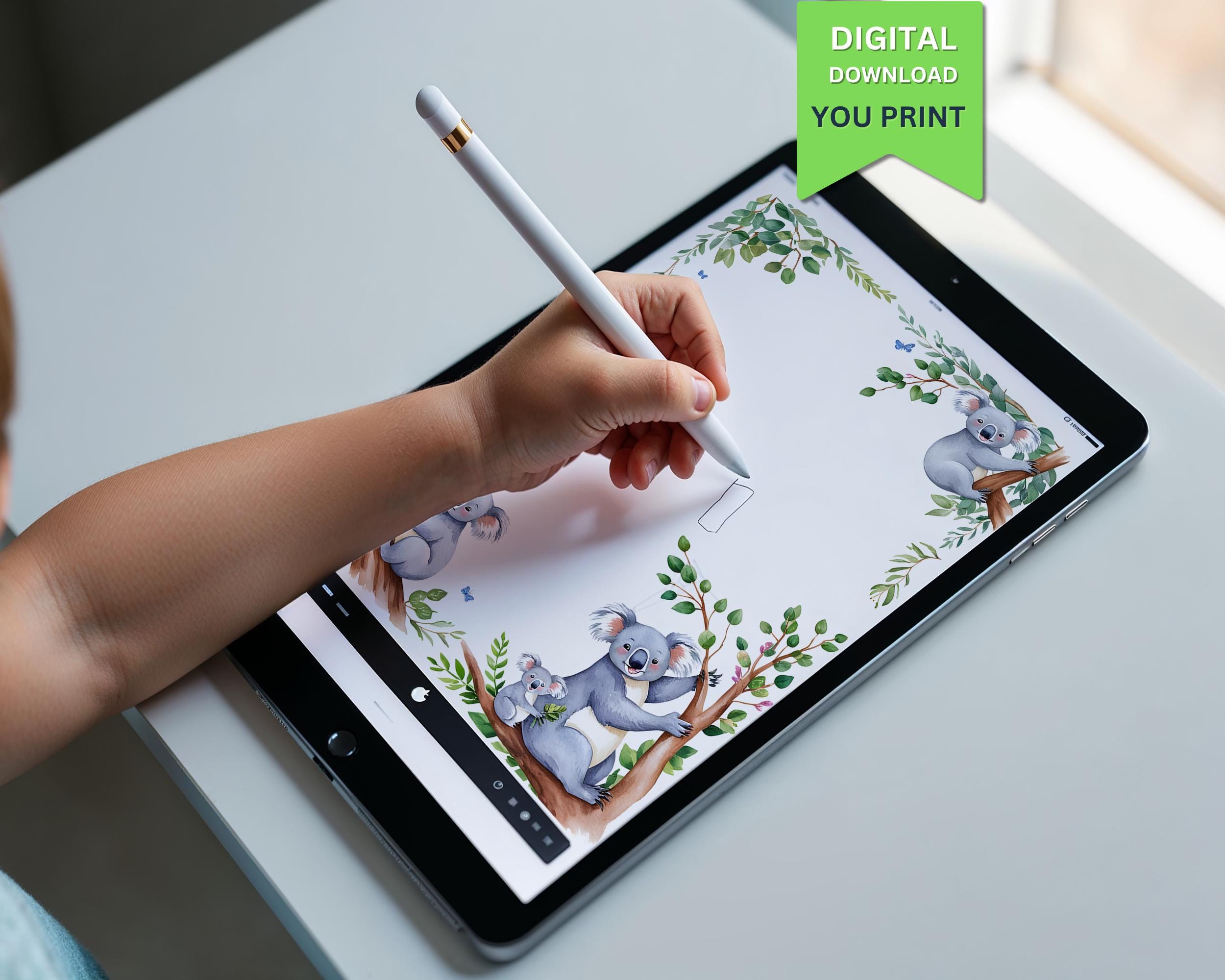 Koala-themed Printable Lined Paper for Kids | Fun Animal Stationery for ...