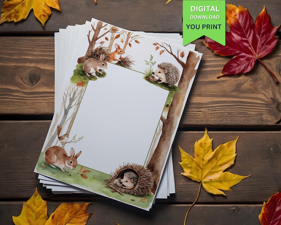 Woodland Animal Adventures Writing Paper | Cute Hedgehogs, Rabbits ...