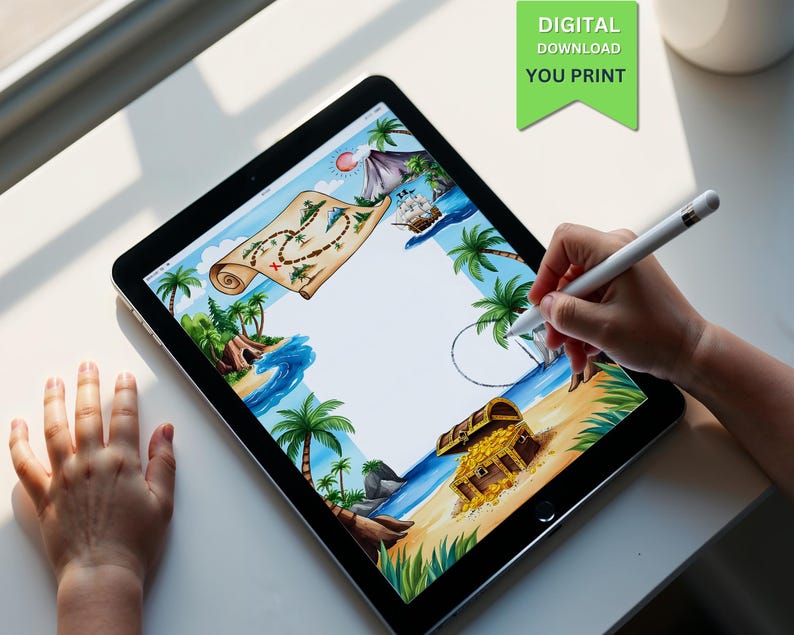 Printable Pirate Treasure Map Writing Paper for Kids, Fun and Creative ...