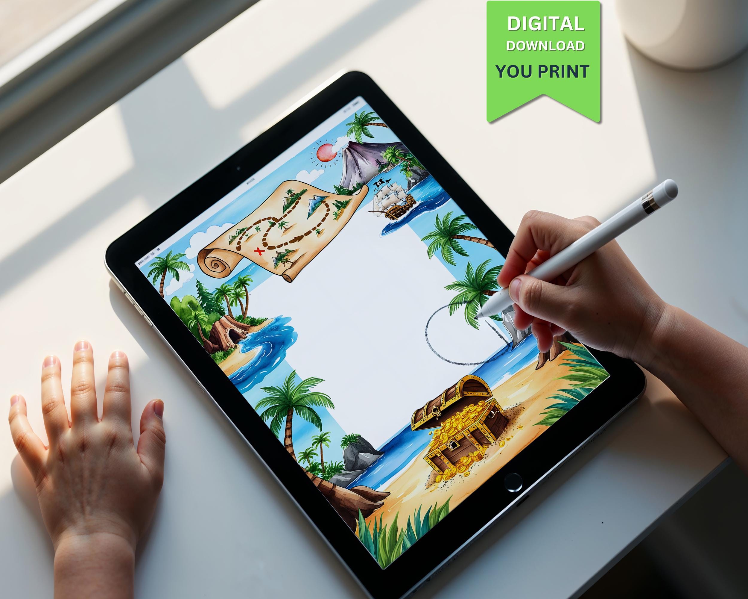 Printable Pirate Treasure Map Writing Paper for Kids, Fun and Creative ...