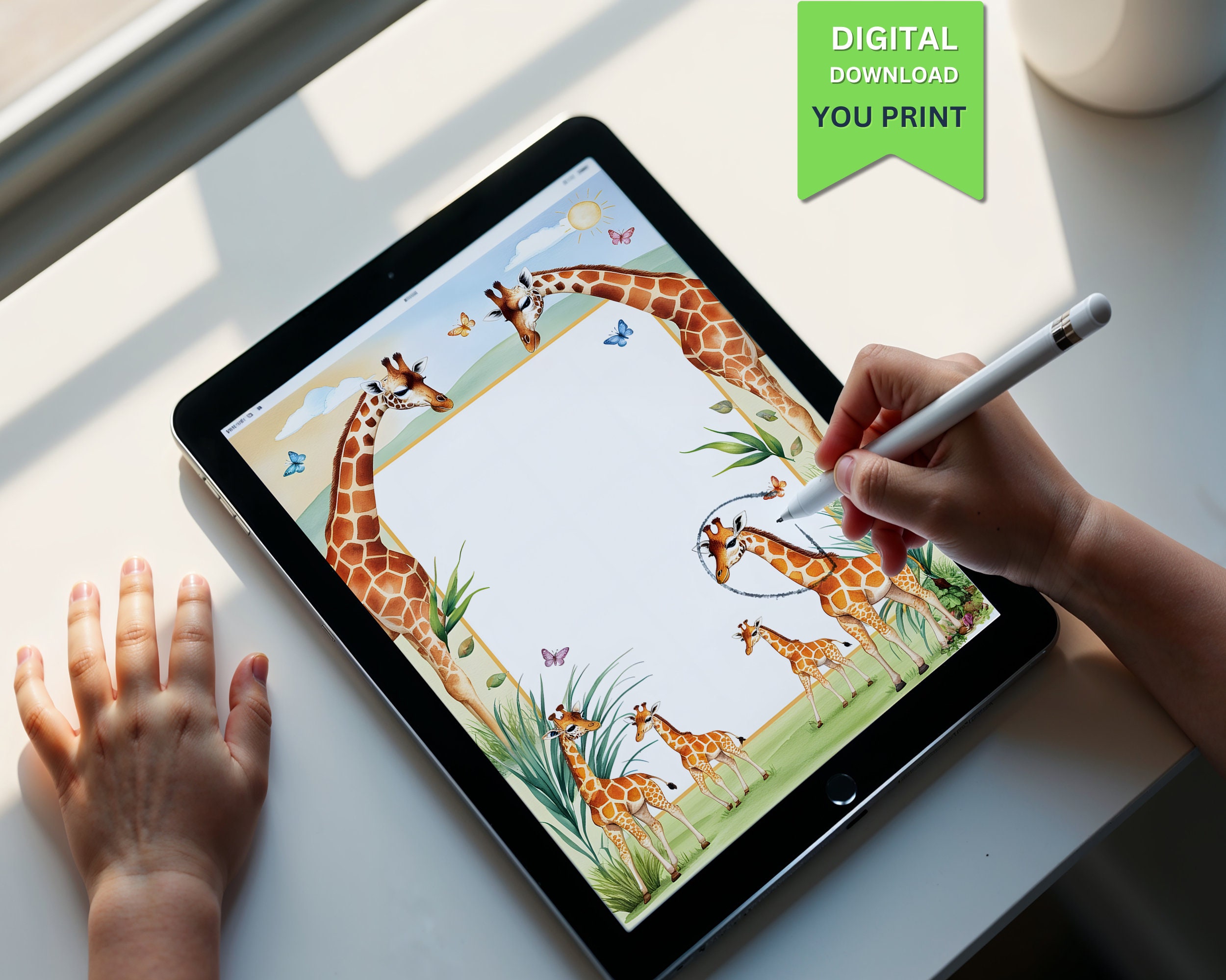 Giraffe-themed Printable Writing Paper for Kids Fun and Adorable Safari ...