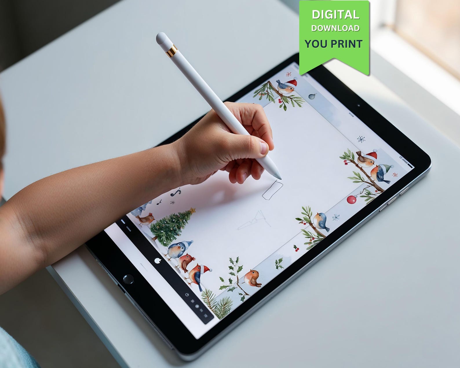 Christmas Writing Paper With Festive Birds and Holiday Decorations – A4 ...
