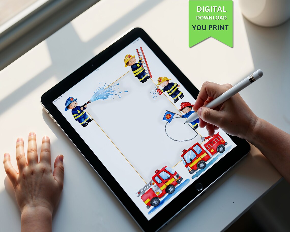 Printable Firefighter-themed Writing Paper for Kids Fun Fire Truck and ...