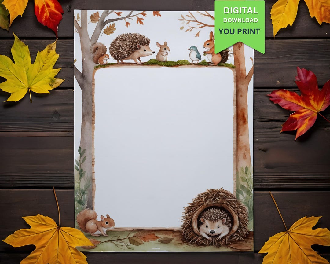 Woodland Animals Digital Paper With Hedgehog and Forest Friends | Cute ...