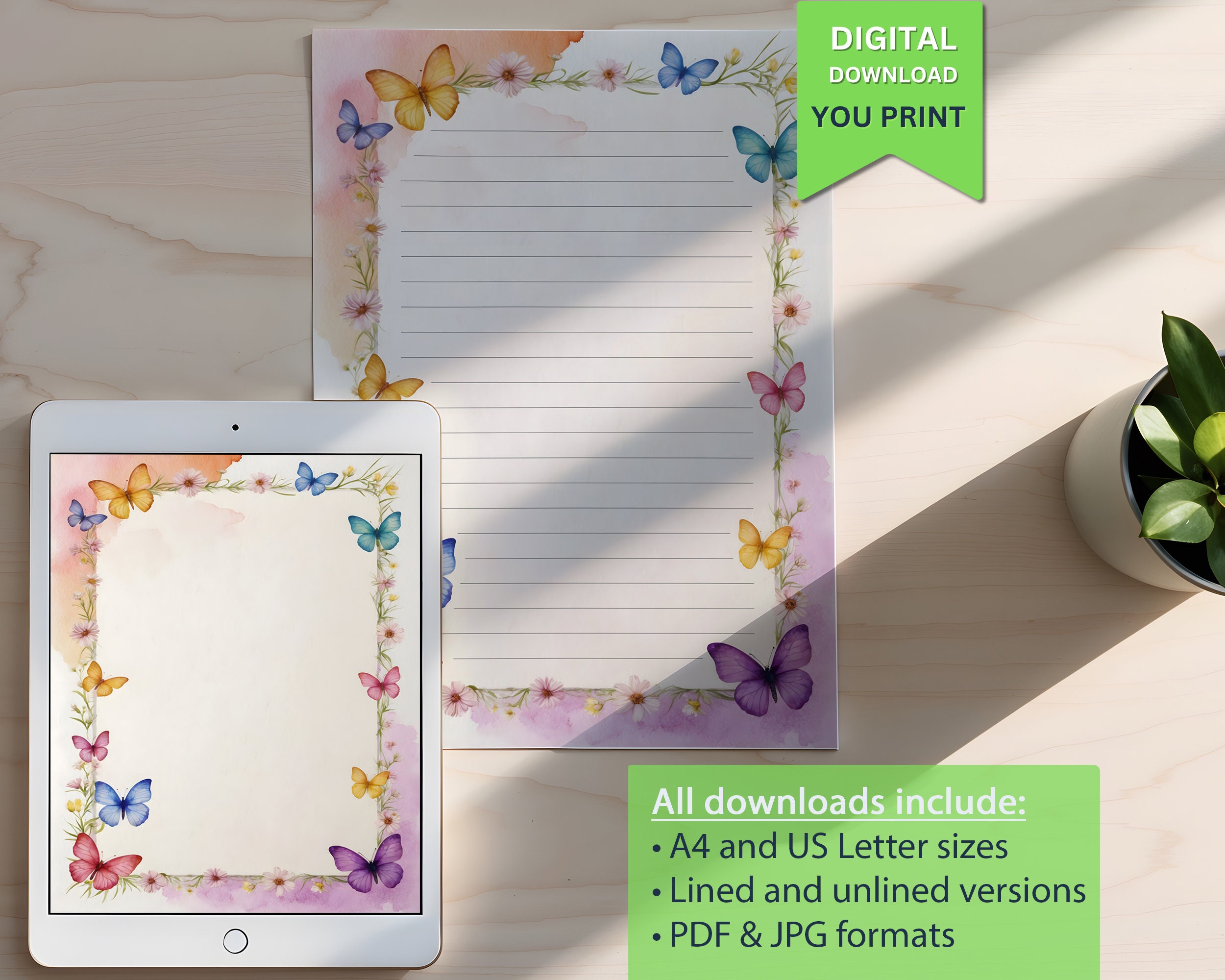 Whimsical Butterfly-themed Writing Paper for Kids | Printable ...