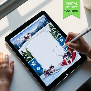 Printable Husky-themed Writing Paper for Kids – Fun Winter Stationery ...