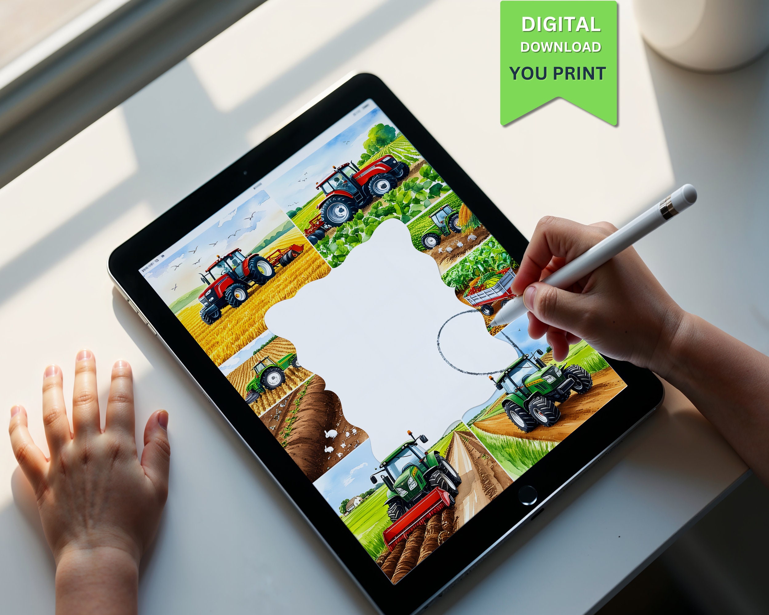 Tractor Writing Paper for Kids: Farm Life Stationery (digital Download ...