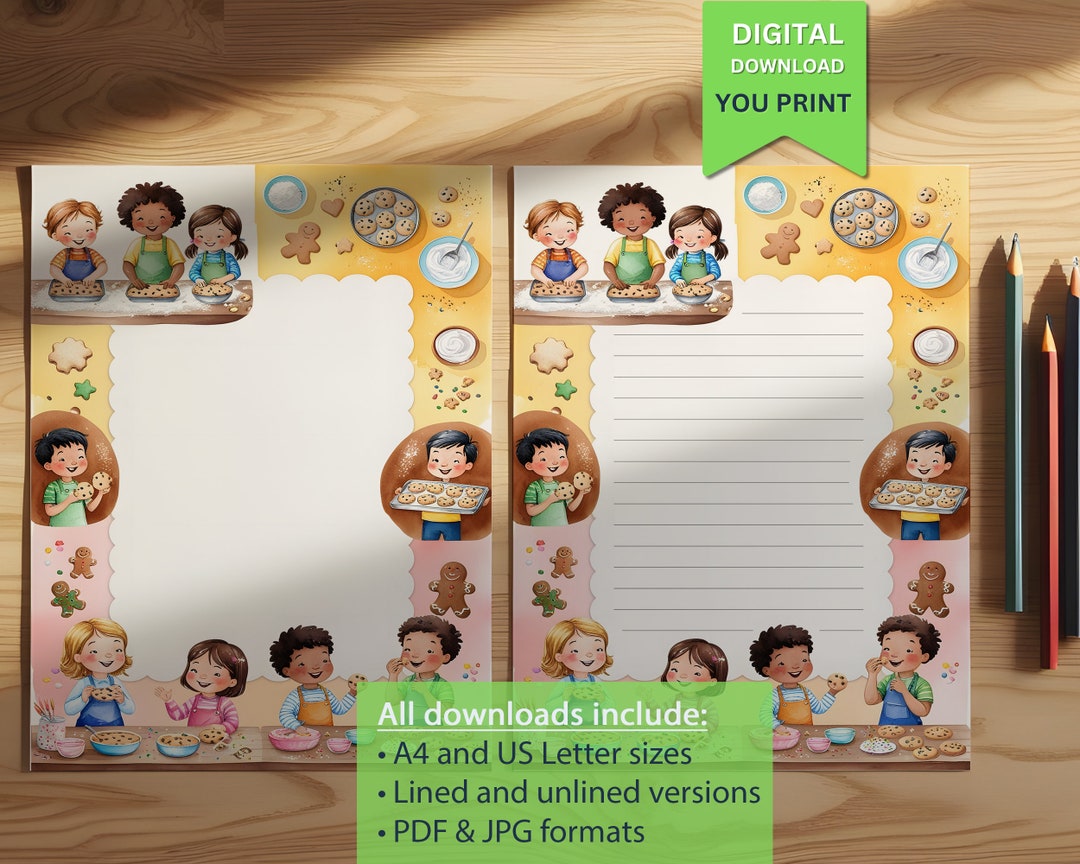 Printable Cookie Baking Stationery for Kids Fun Baking-themed Writing ...