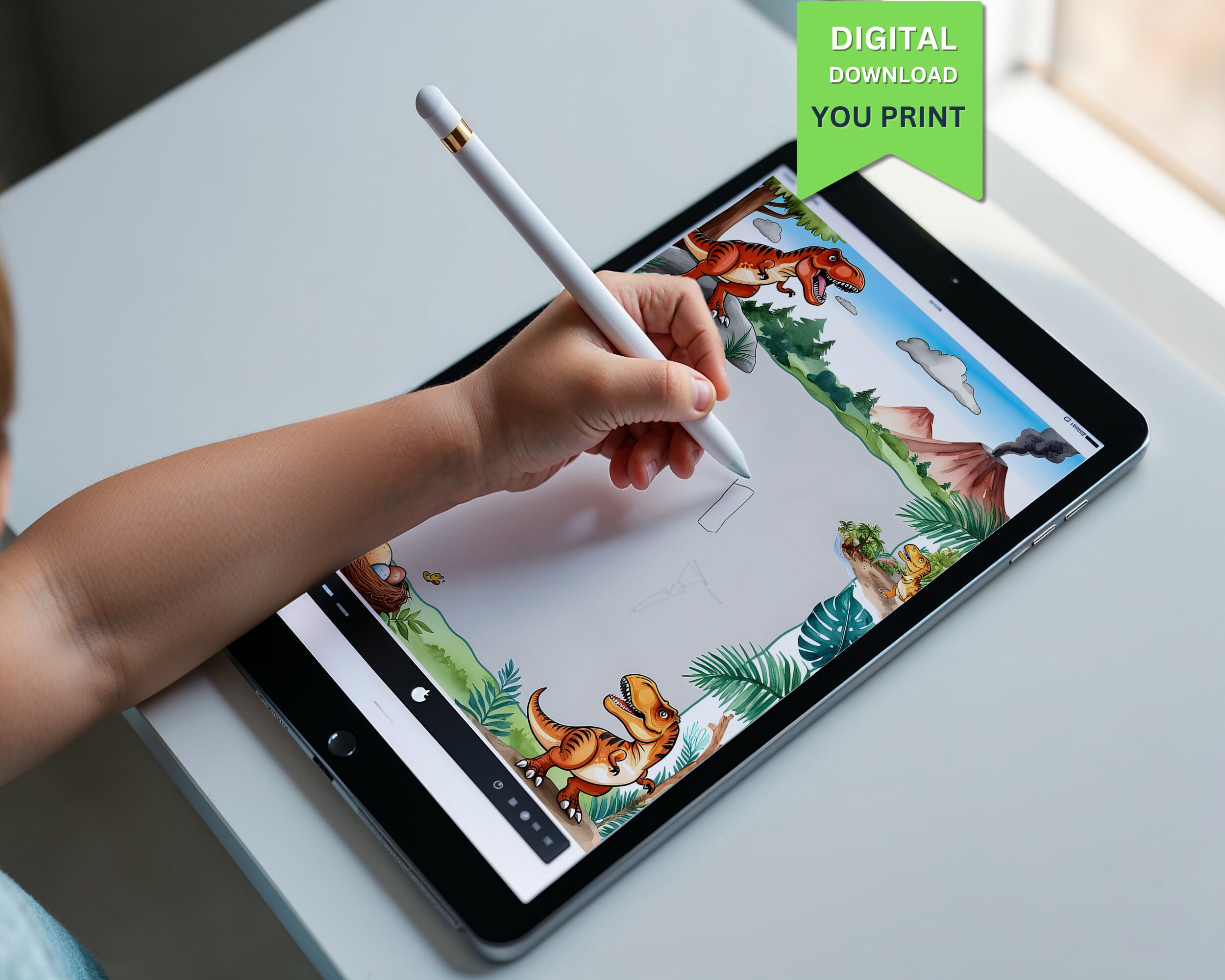 T-rex Adventure Writing Paper for Kids – Printable Dinosaur-themed ...