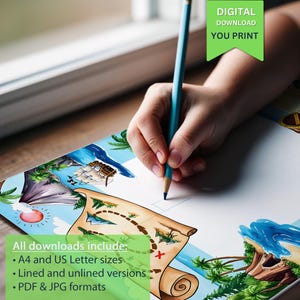 Printable Pirate Treasure Map Writing Paper for Kids, Fun and Creative ...