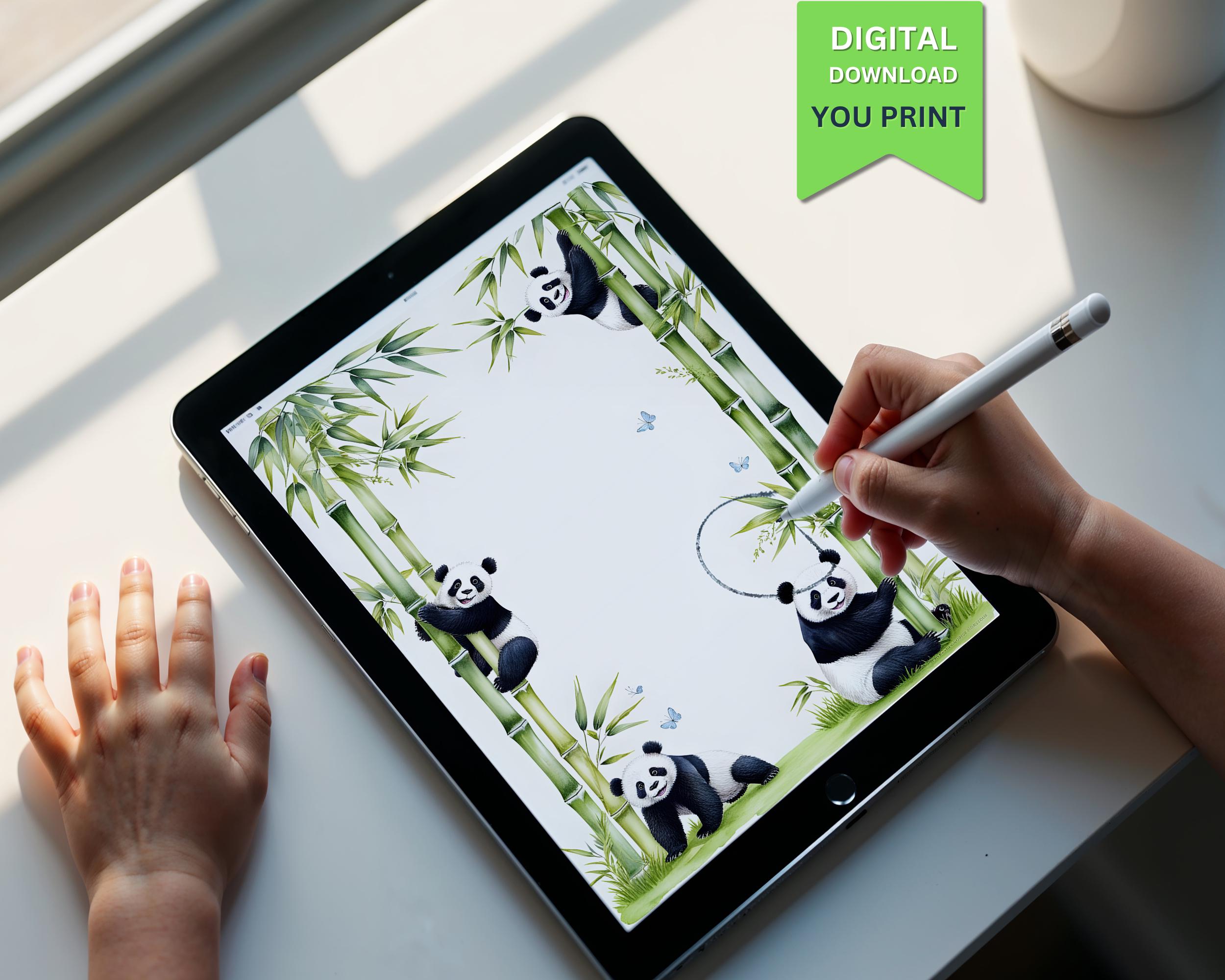 Cute Printable Panda Writing Paper | Bamboo & Panda Stationery for Kids ...