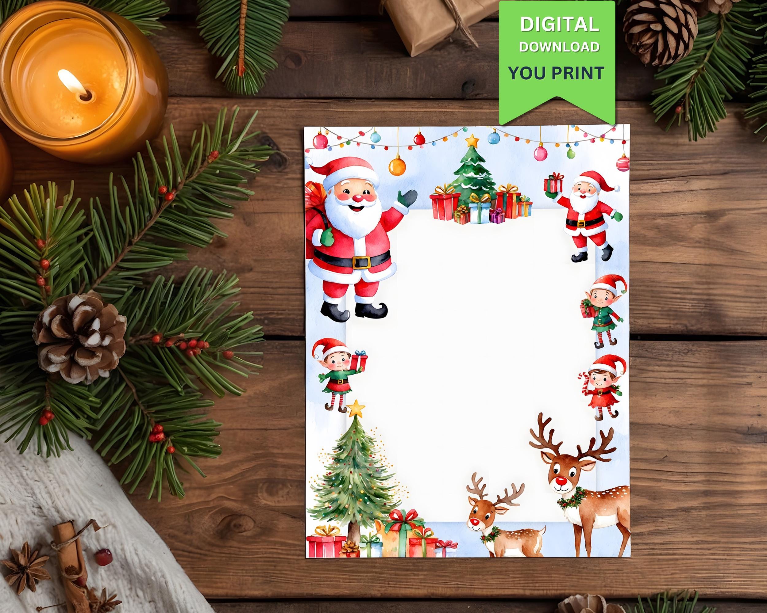 Santa & Reindeer Christmas Writing Paper: Kids Holiday Stationery (PDF ...