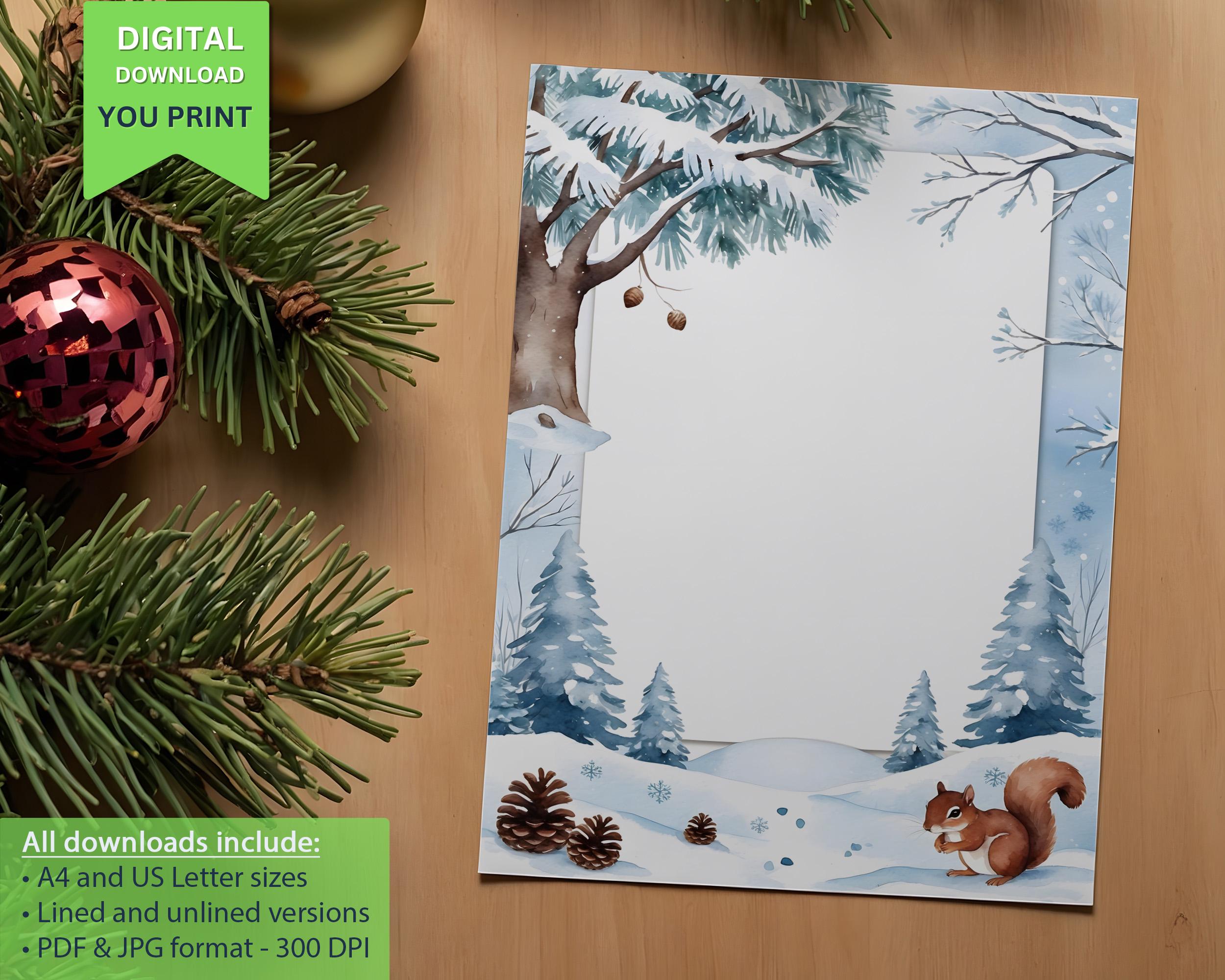 Winter Woodland Squirrel Writing Paper | Snowy Forest Printable ...