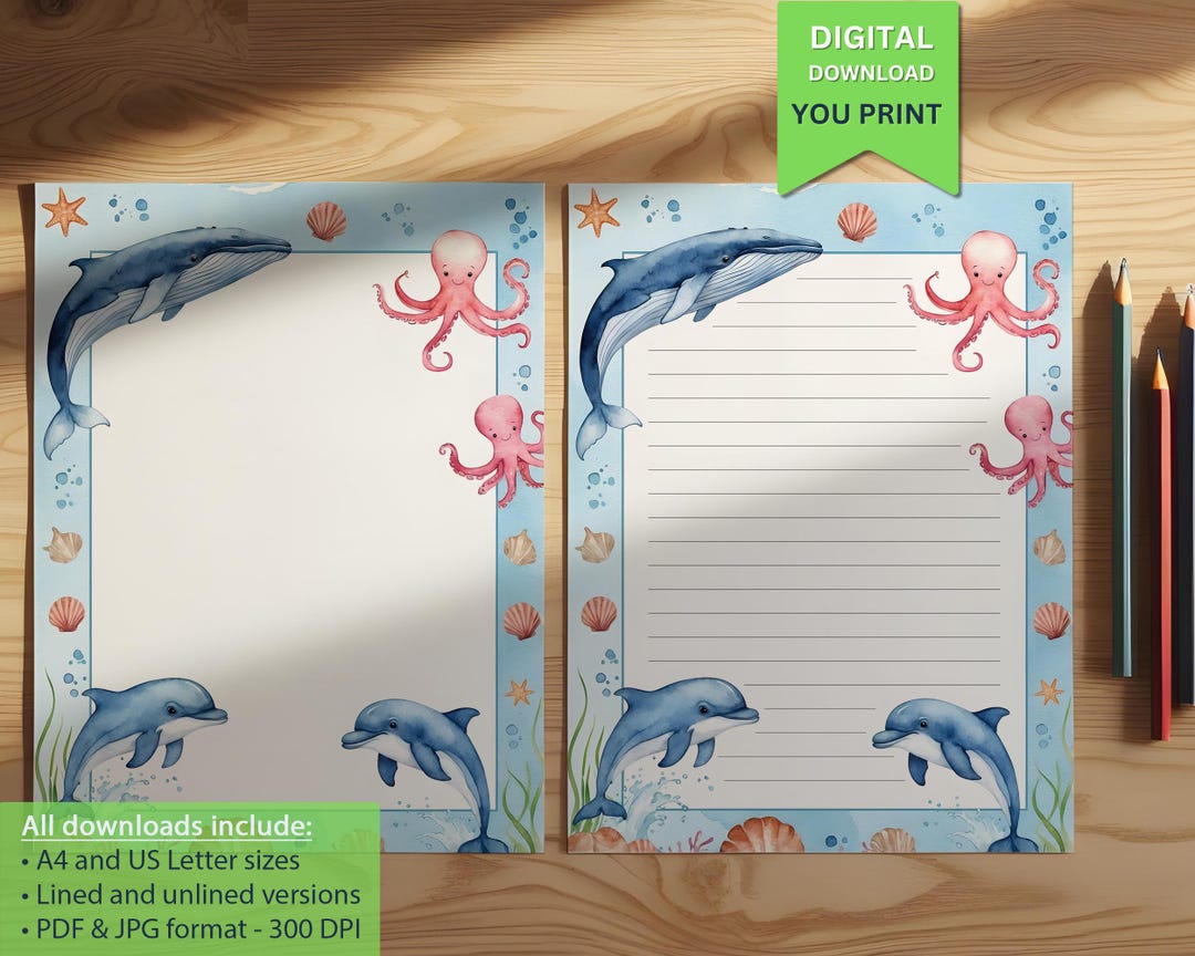 Underwater Ocean-themed Stationery for Kids – Perfect for Letters ...